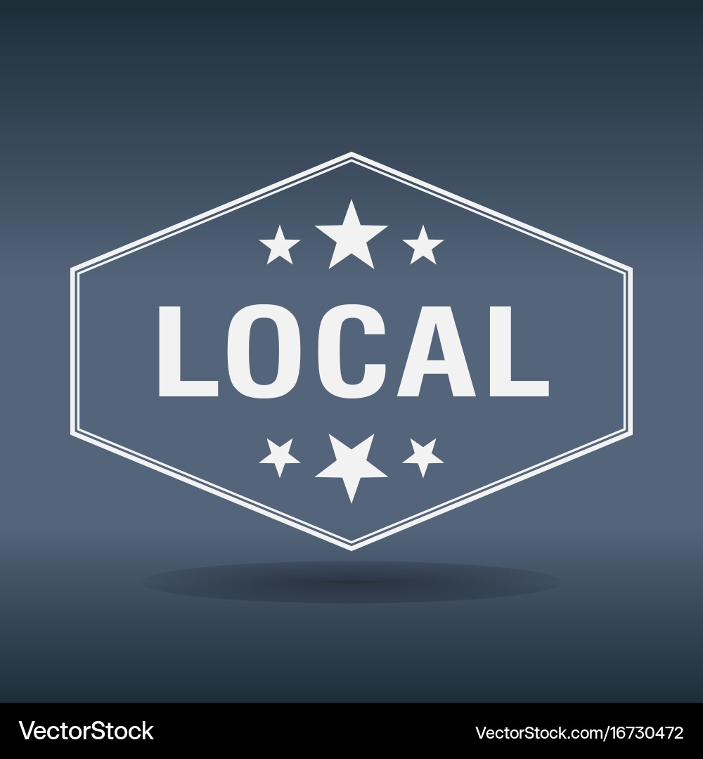 Local hexagonal white vintage retro style label Vector Image