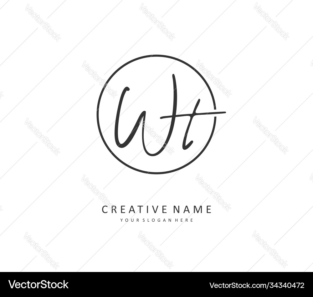W t wt initial letter handwriting and signature Vector Image