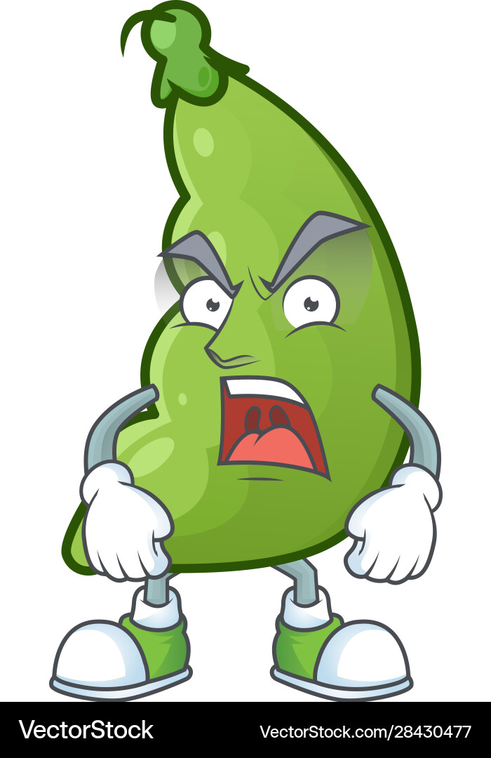 Angry face broad beans cartoon character style Vector Image