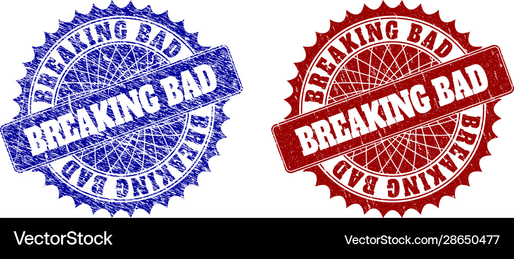 Breaking bad blue and red round stamp seals Vector Image