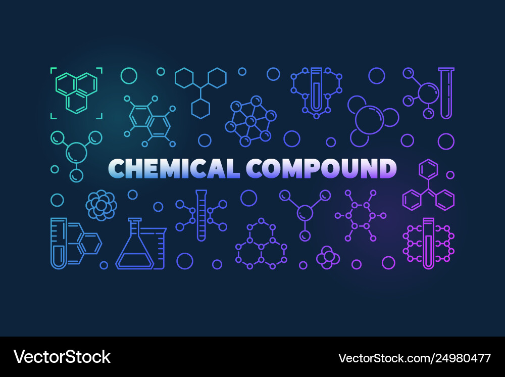 Chemical compound colorful outline Royalty Free Vector Image