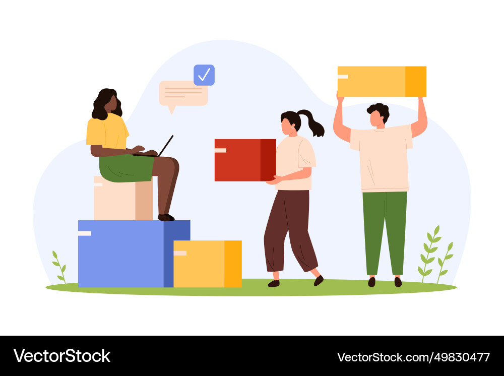 Delivery registration and distribution of parcel Vector Image