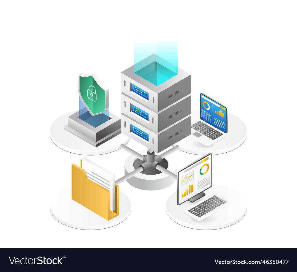 Endpoint security server network isometric flat Vector Image Endpoint security server network isometric flat Vector Image