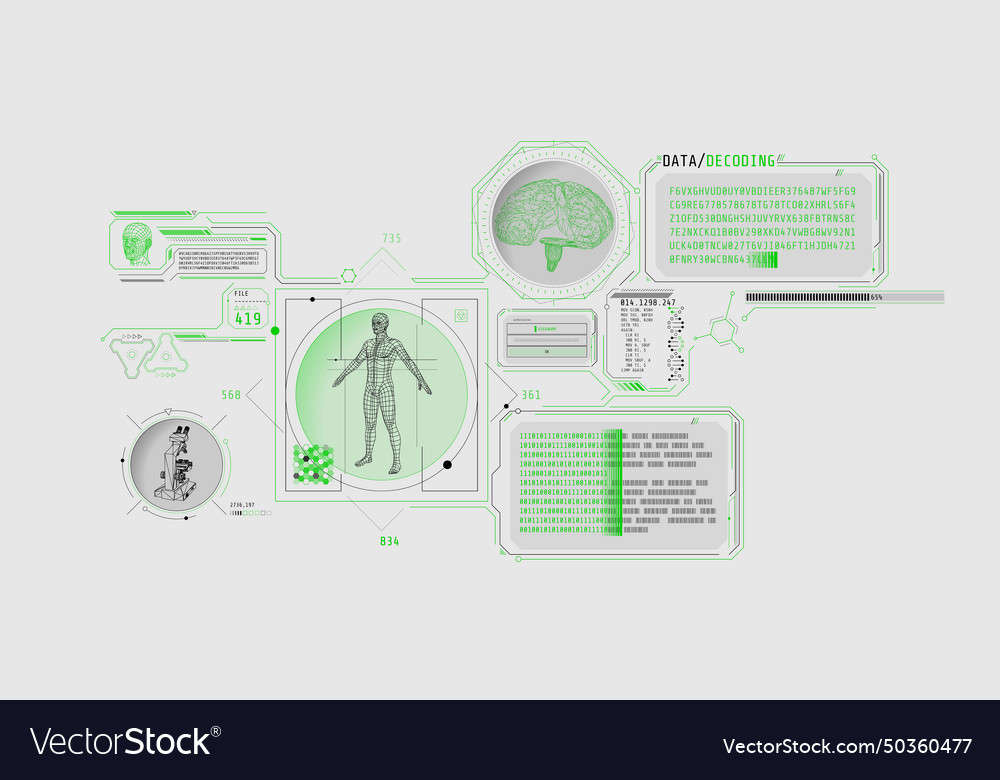 Futuristic brain research program interface Vector Image