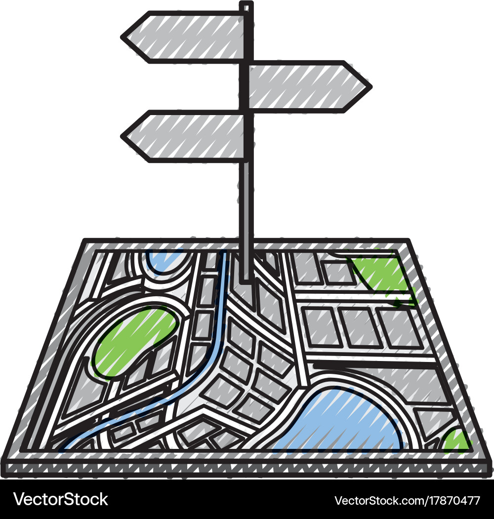 Navigator map with signpost traffic direction Vector Image