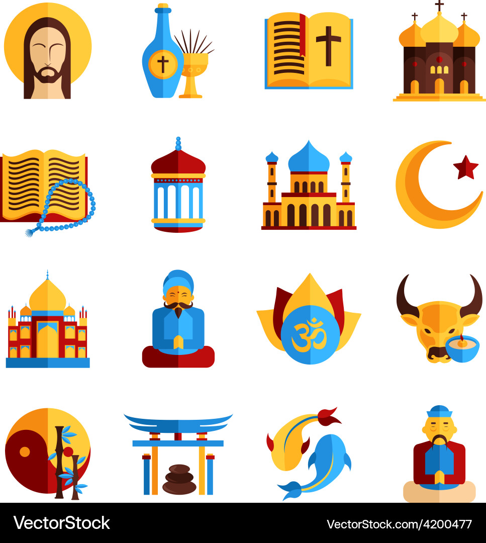 Religion Icon Set Royalty Free Vector Image - VectorStock