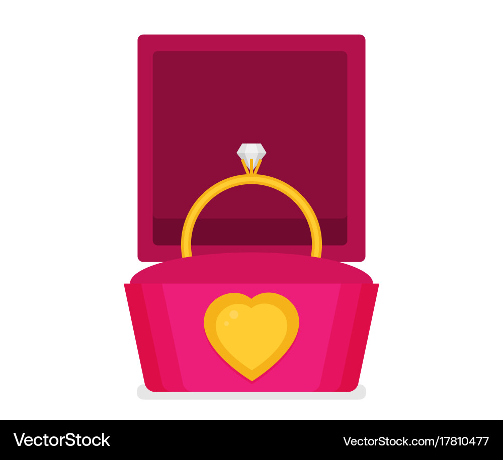 Ring with diamond or jewel in box Royalty Free Vector Image