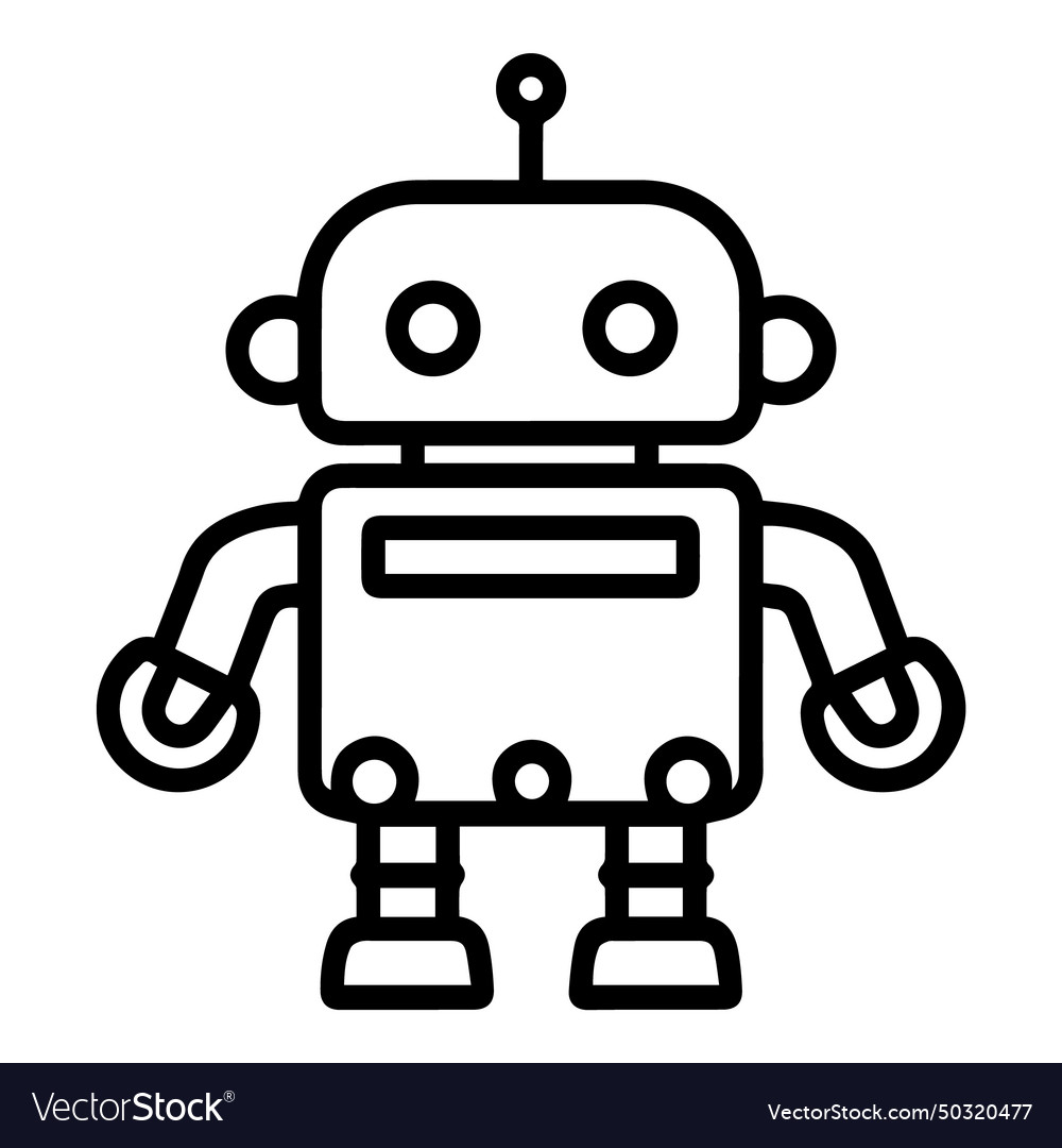Robot flat icon isolated on white background Vector Image