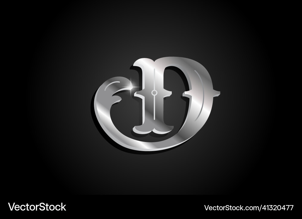 Silver metal d alphabet letter icon logo design Vector Image