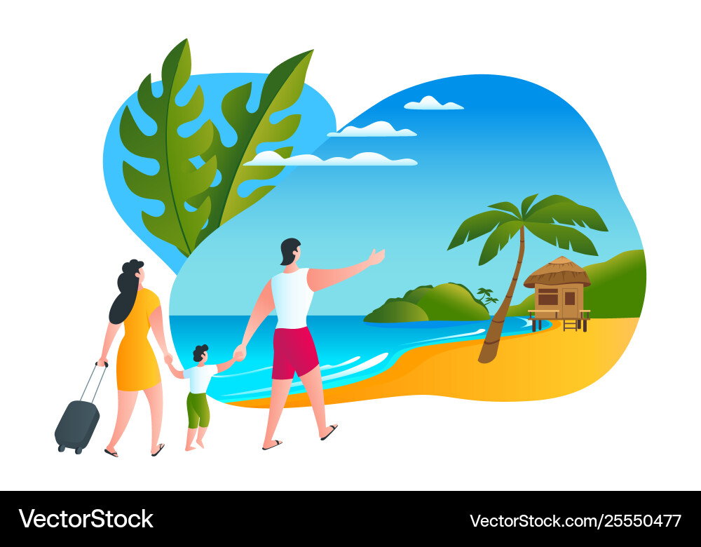 Young family walking 02 Royalty Free Vector Image