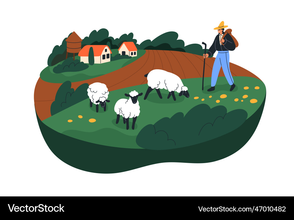Animal farmer man shepherd sheep breeder Vector Image