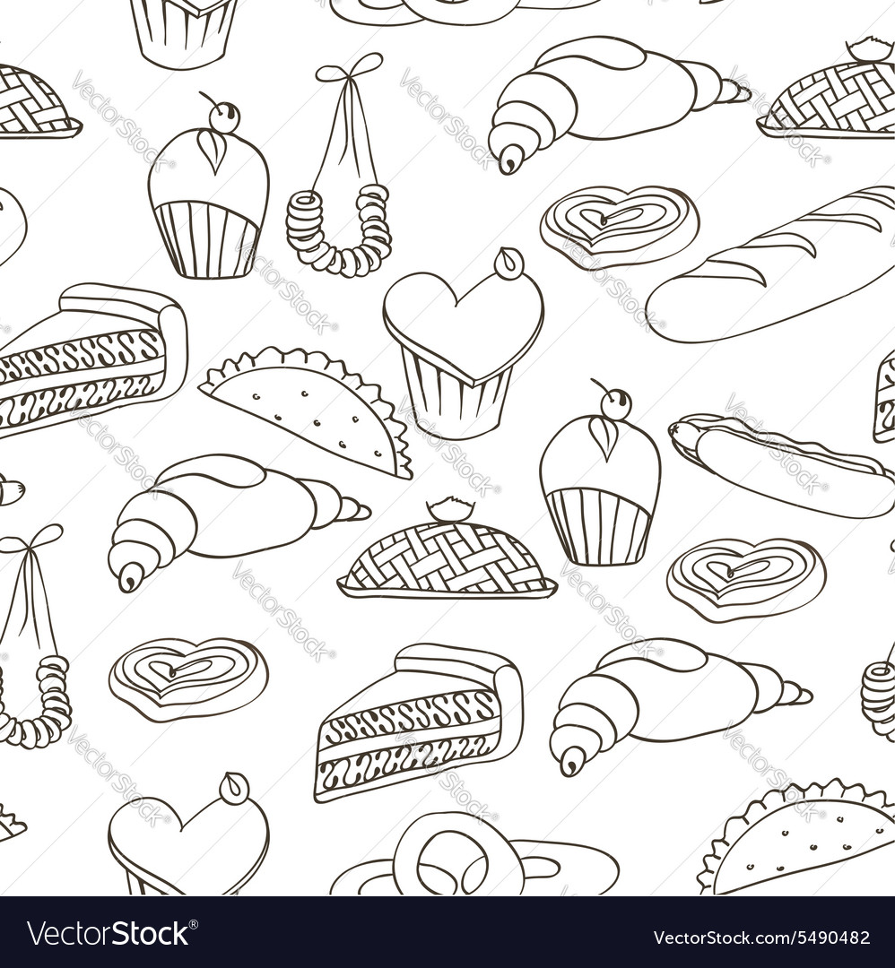 Bakery assortment pattern Royalty Free Vector Image