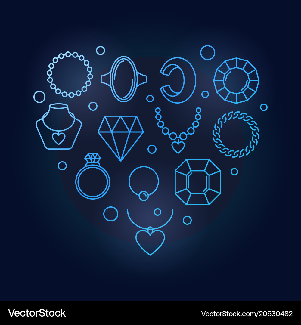 Blue creative heart shape made jewelry Royalty Free Vector