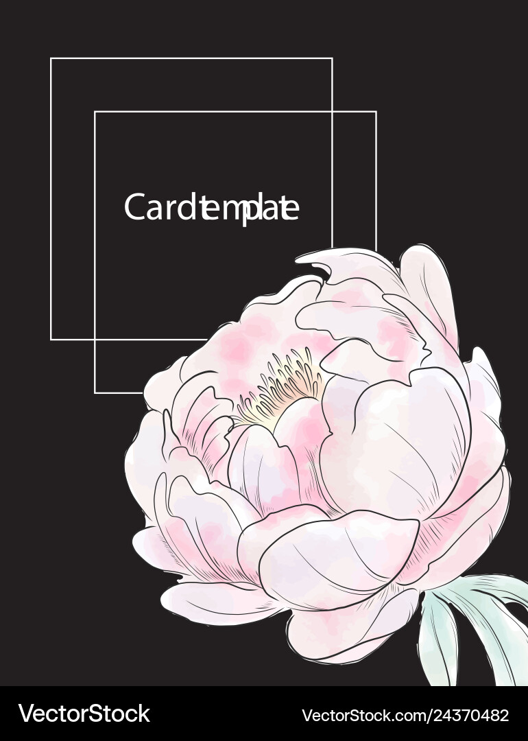 Blue peony flowers graphic invitation botanical Vector Image