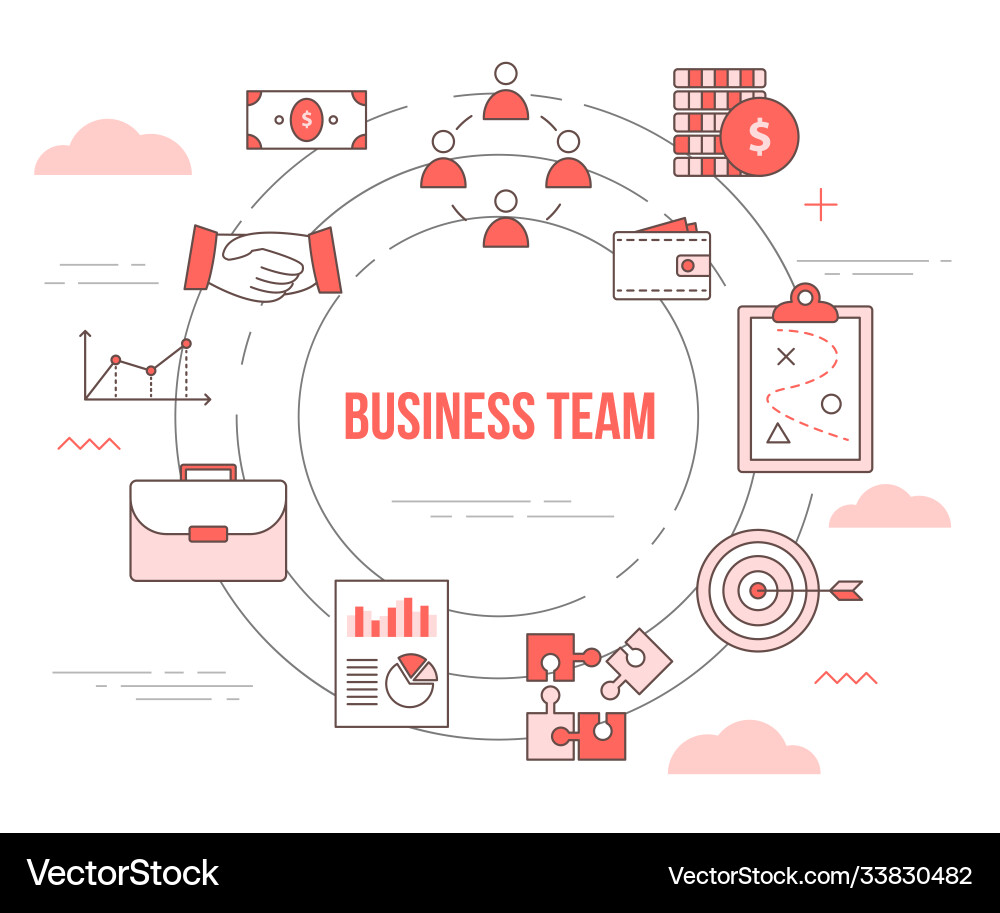 Business team concept with icon set template Vector Image