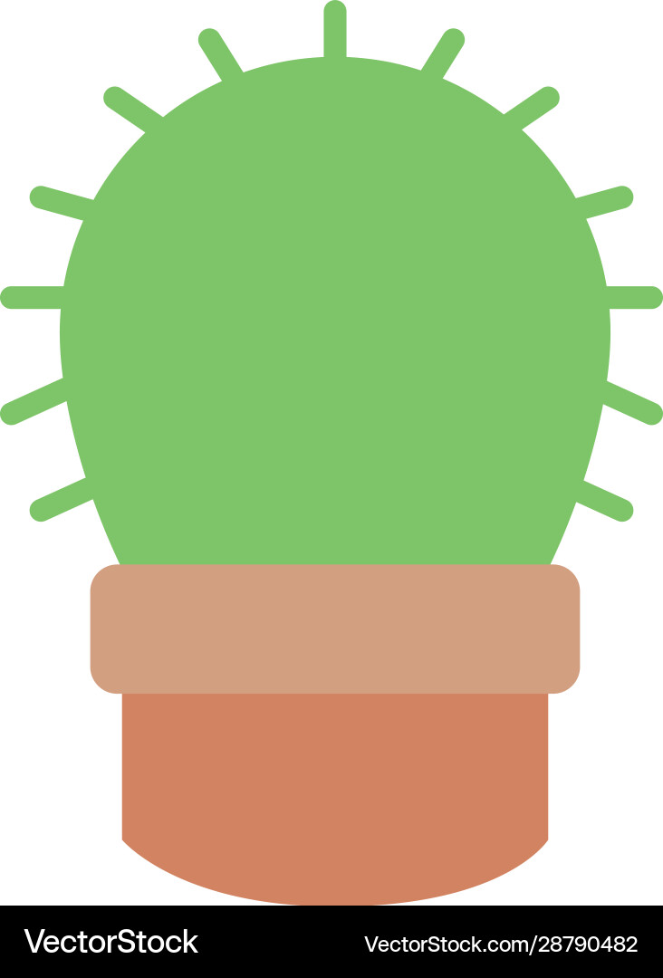 Cactus in pot plants flat icon Royalty Free Vector Image