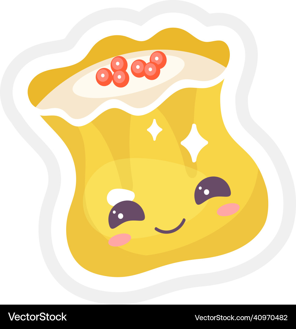 Chinese dumpling cute kawaii characters set asian Vector Image
