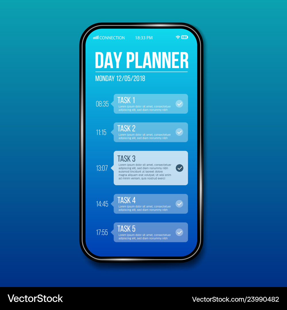 Creative of phone day planner Royalty Free Vector Image