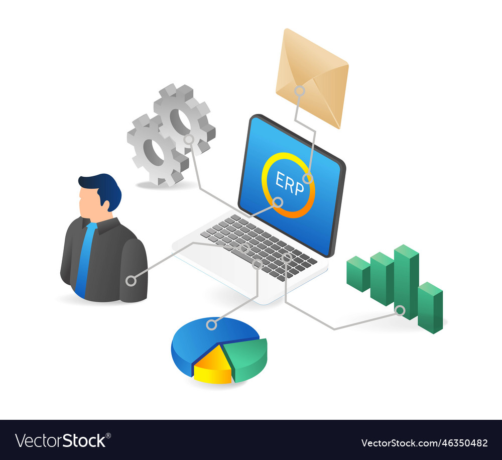 Enterprise resource planning erp isometric flat Vector Image