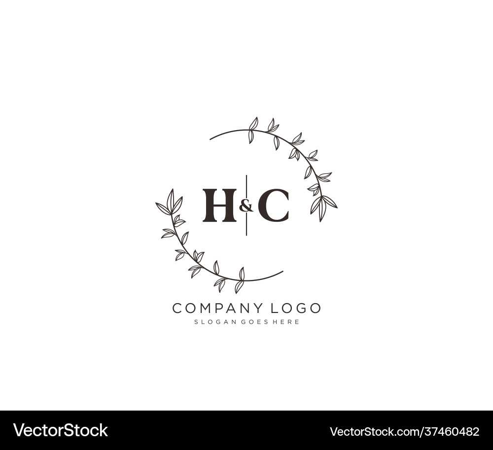 Initial hc letters beautiful floral feminine Vector Image