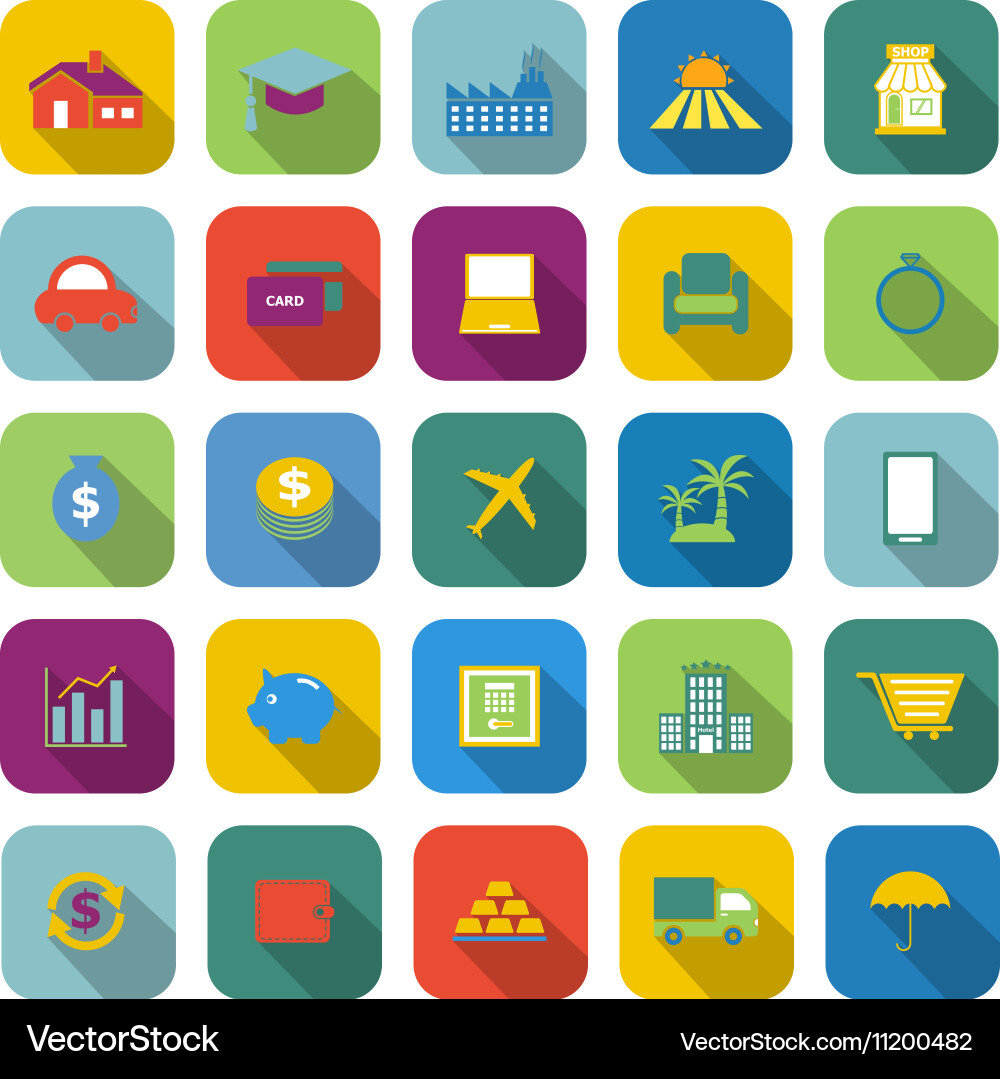 Loan color icons with long shadow Royalty Free Vector Image
