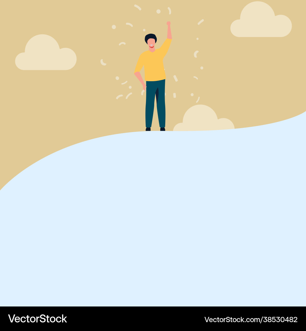 Man drawing raising hand to sky standing Vector Image