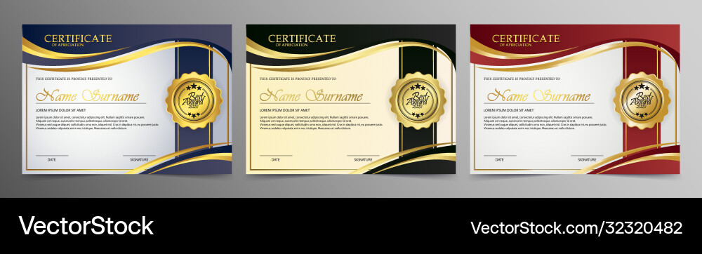 Membership certificate best award diploma set Vector Image