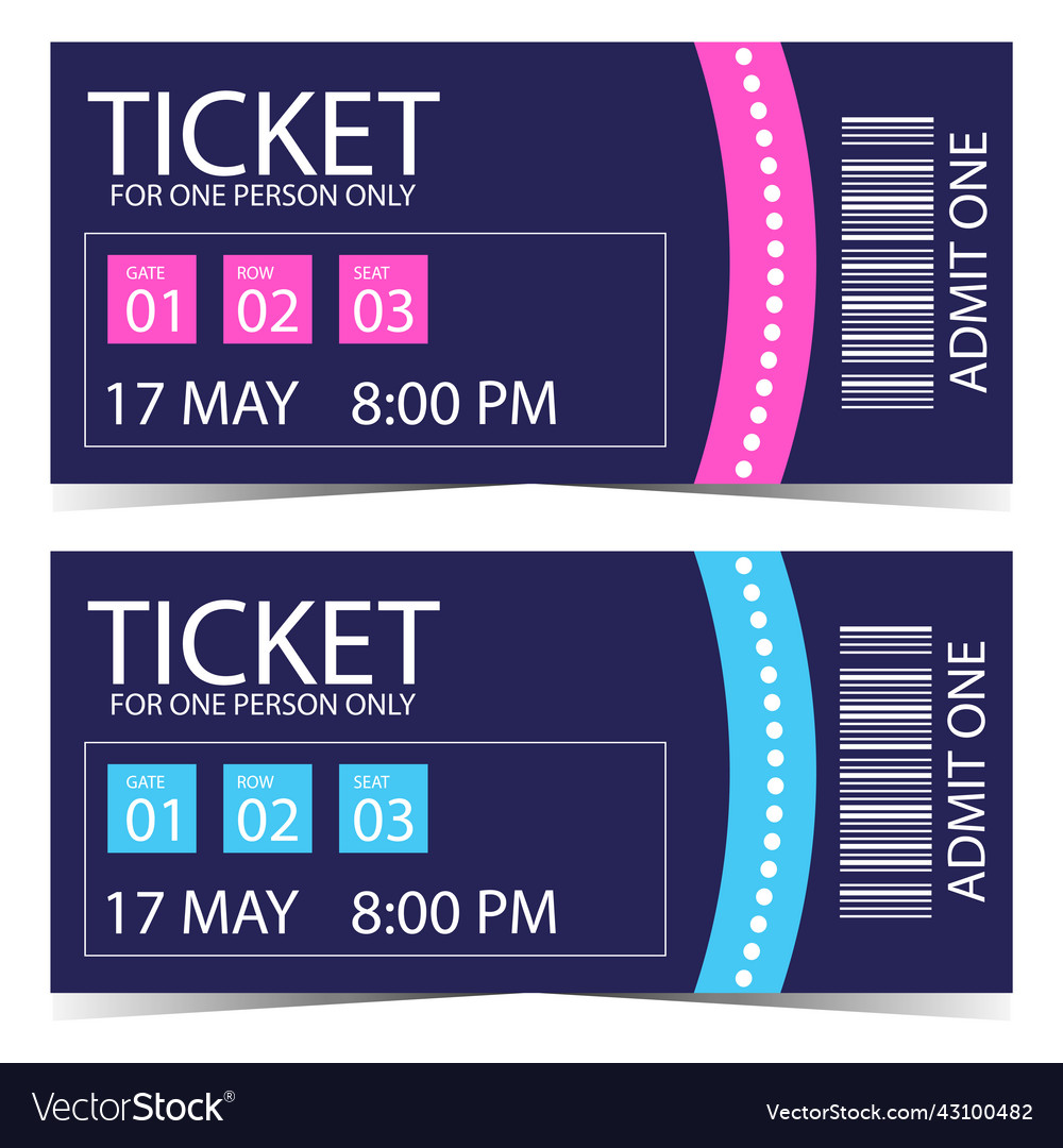 Modern ticket mockup or template design Royalty Free Vector