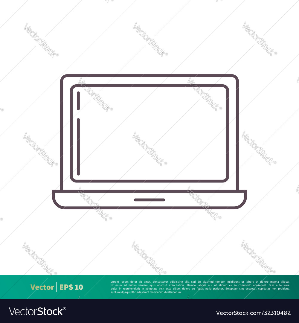 Notebook laptop monitor display screen icon logo Vector Image