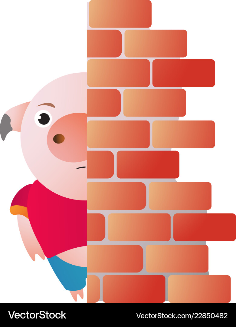 Pig hides behind the wall and peeps Royalty Free Vector