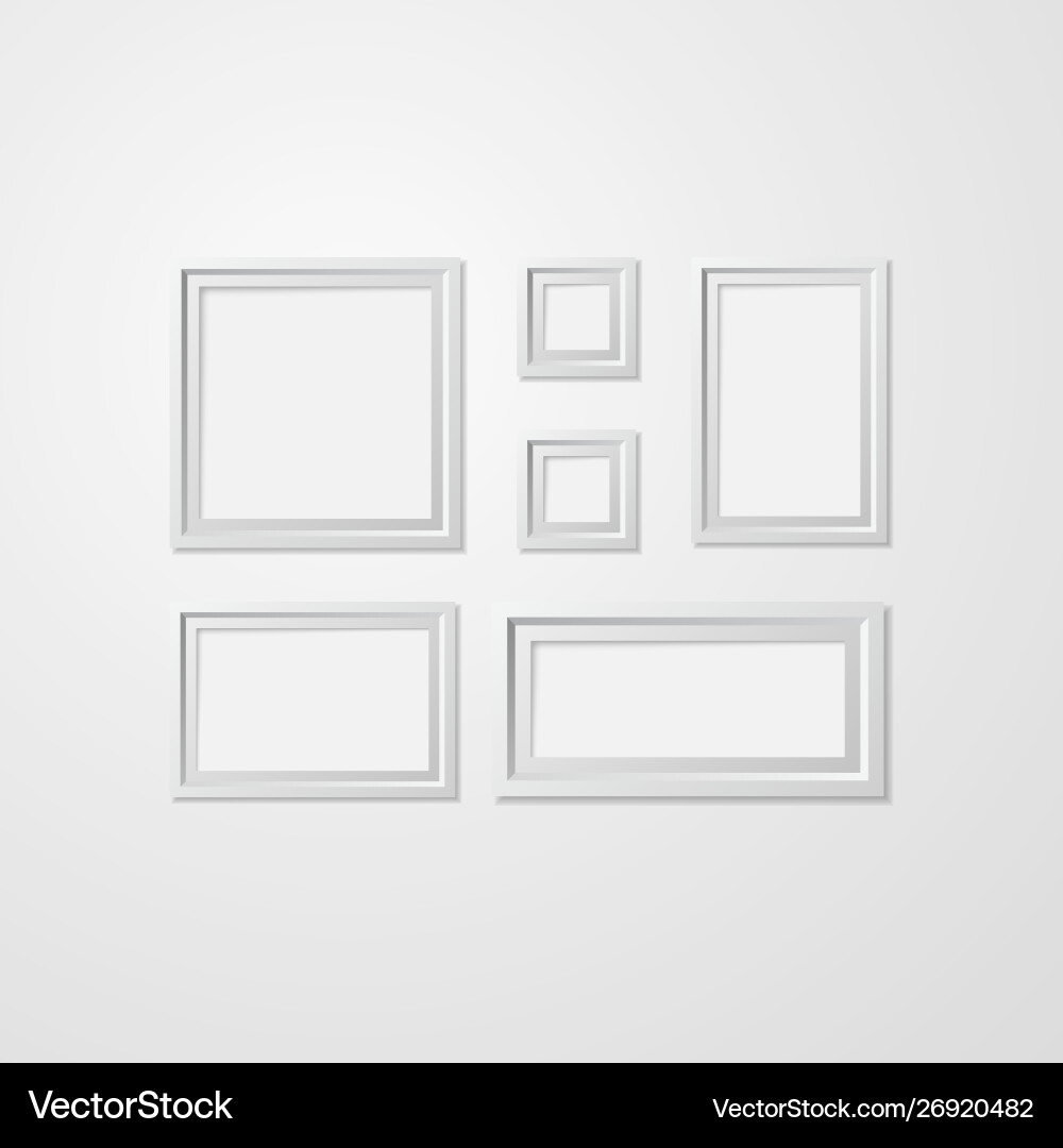 Realistic detailed 3d white blank photo frames Vector Image