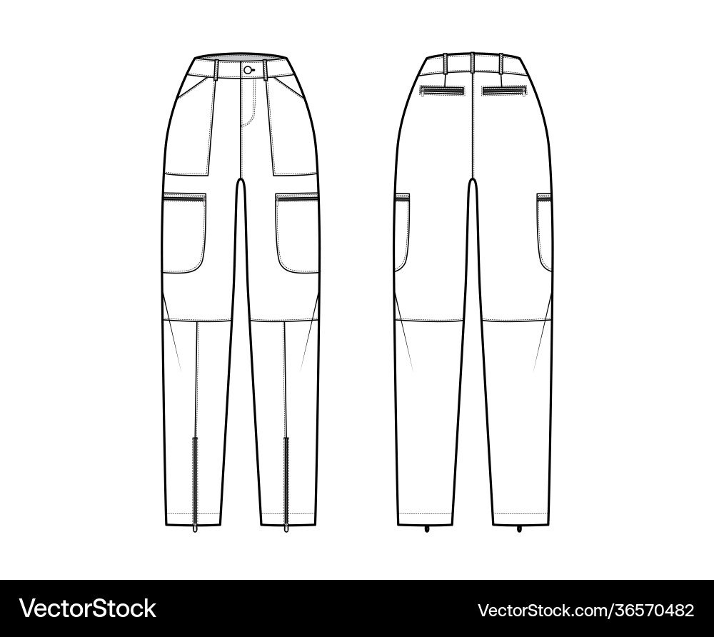 Set parachute pants technical fashion Royalty Free Vector