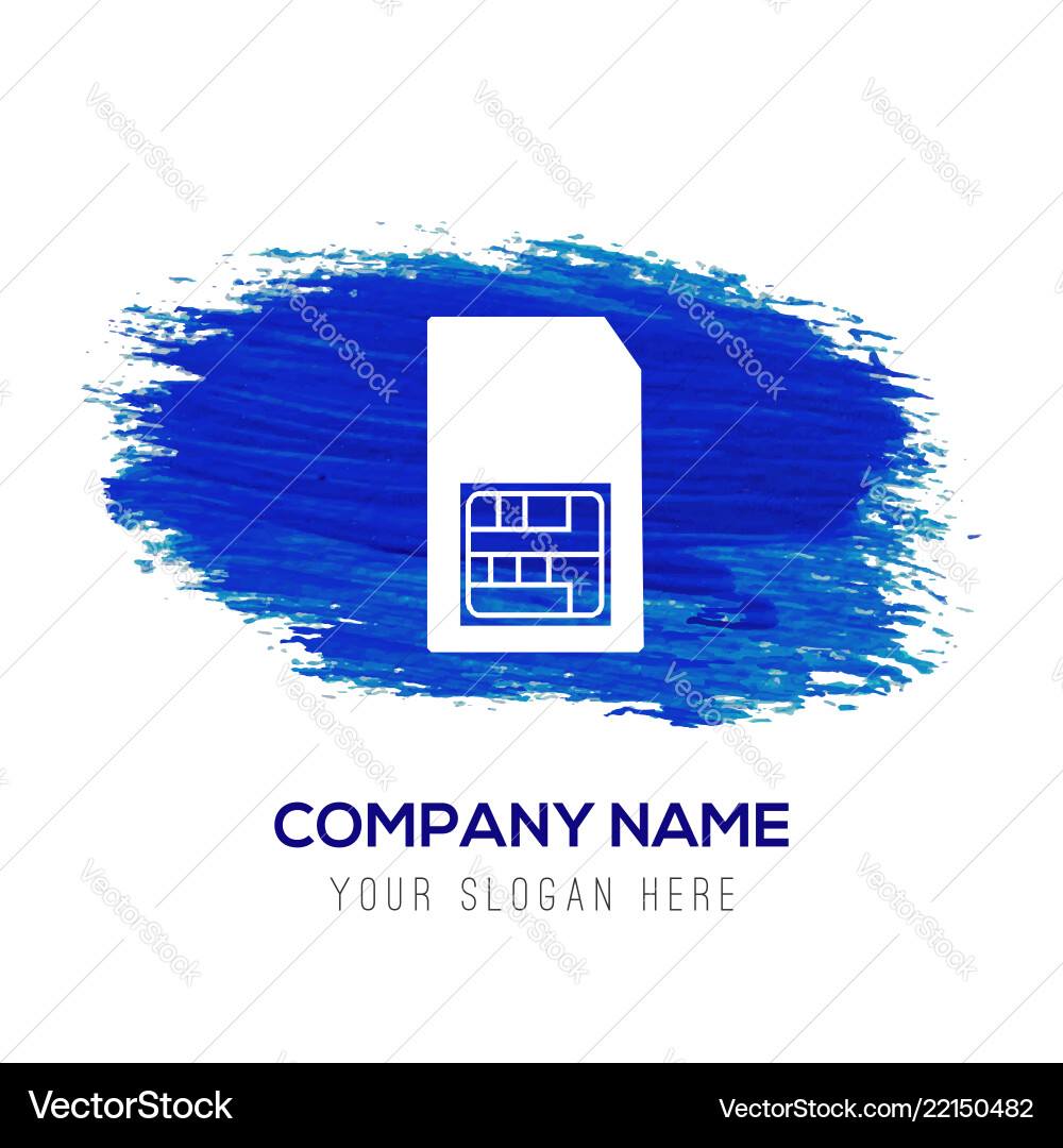 Sim card icon - blue watercolor background Vector Image