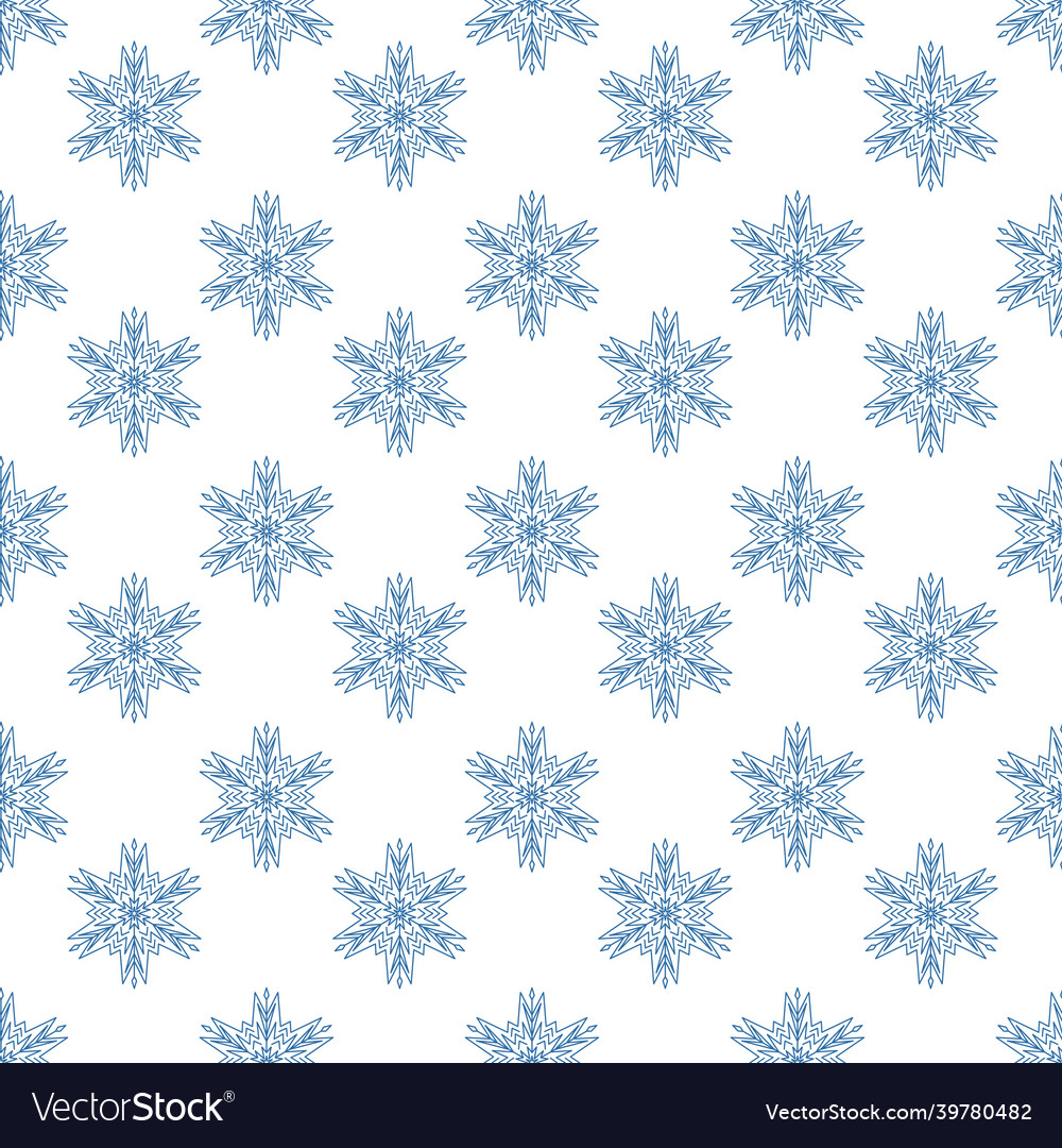 Snowflake Seamless Pattern Geometric Royalty Free Vector