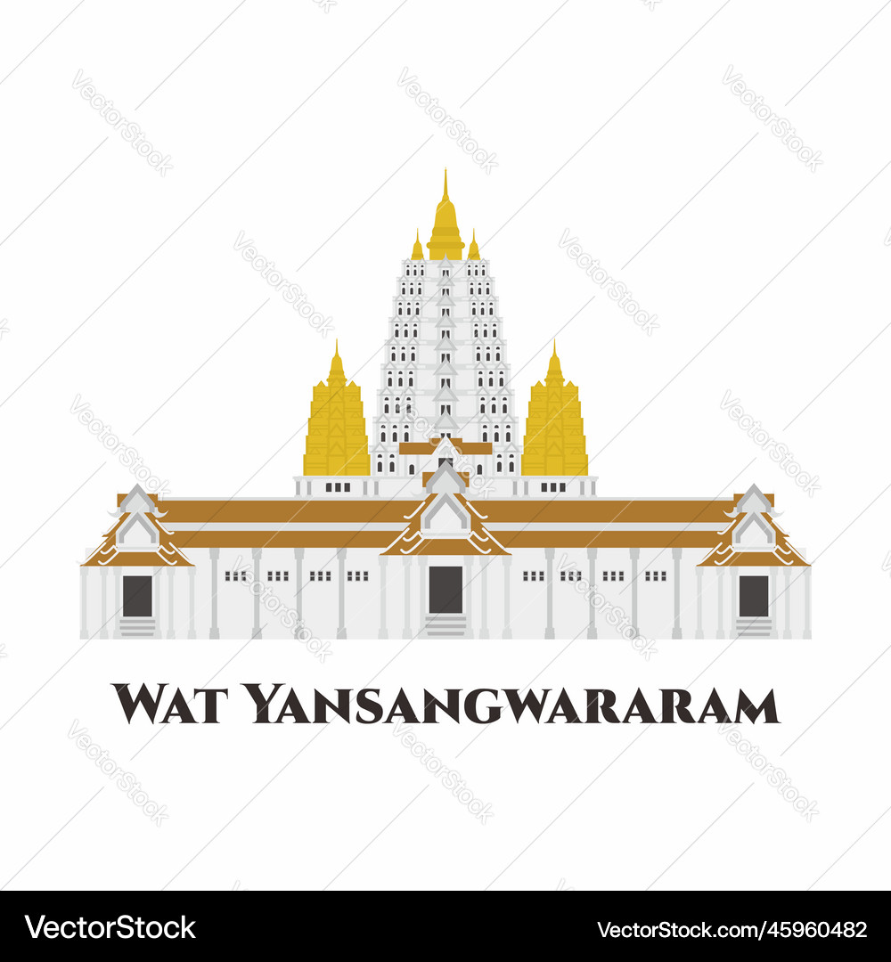 Wat yan sang wararam thailand sprawling buddhist Vector Image
