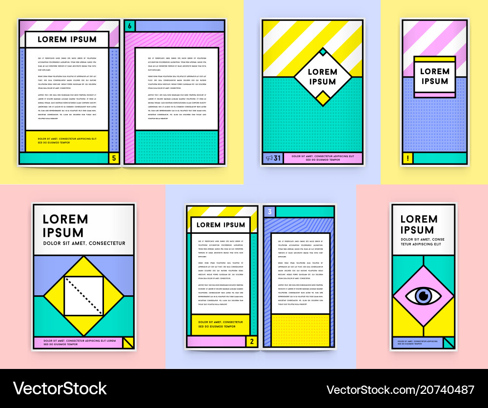 Big set visual identity in trendy new fat line Vector Image