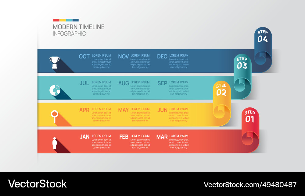 Business step timeline infographic paper roll Vector Image