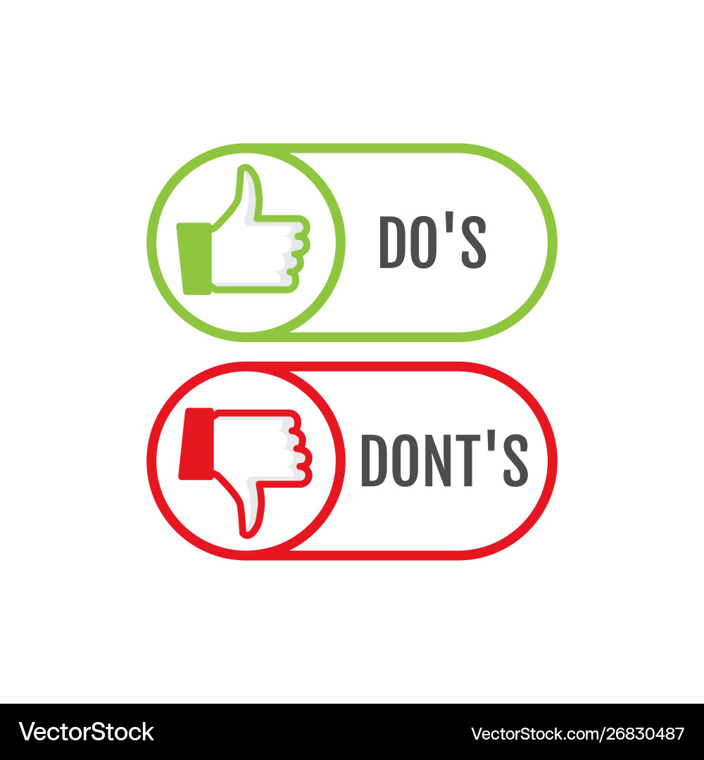 Dos and dont good and bad icon check negative Vector Image