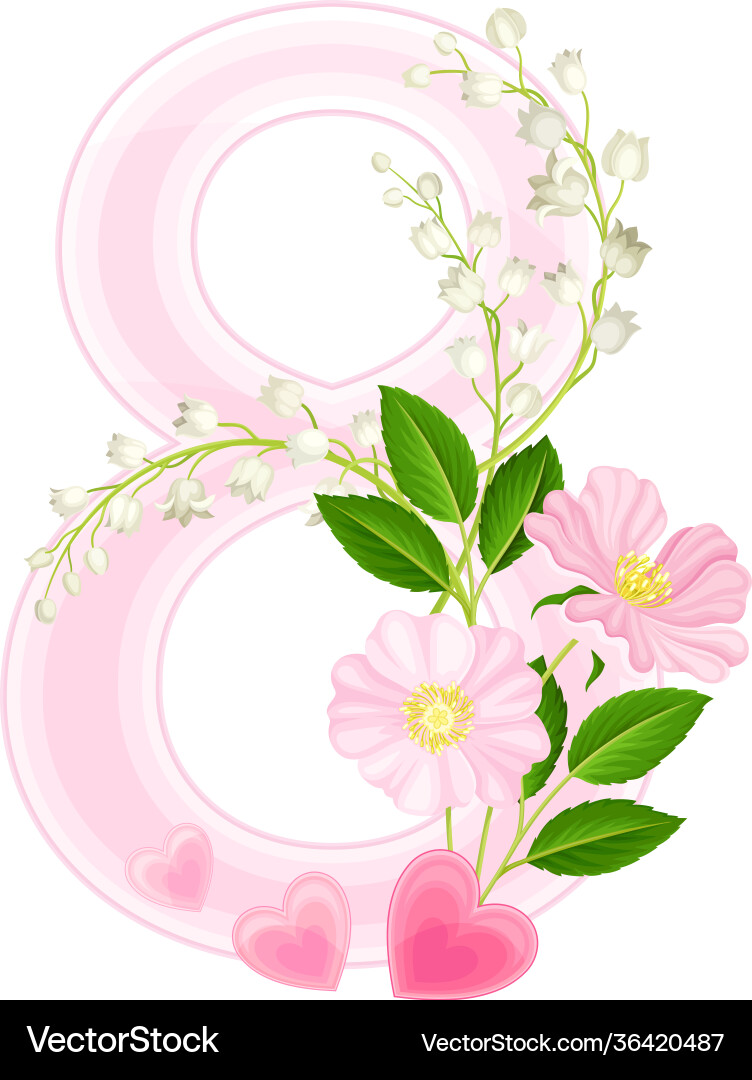 Eight number arranged with blooming flowers Vector Image