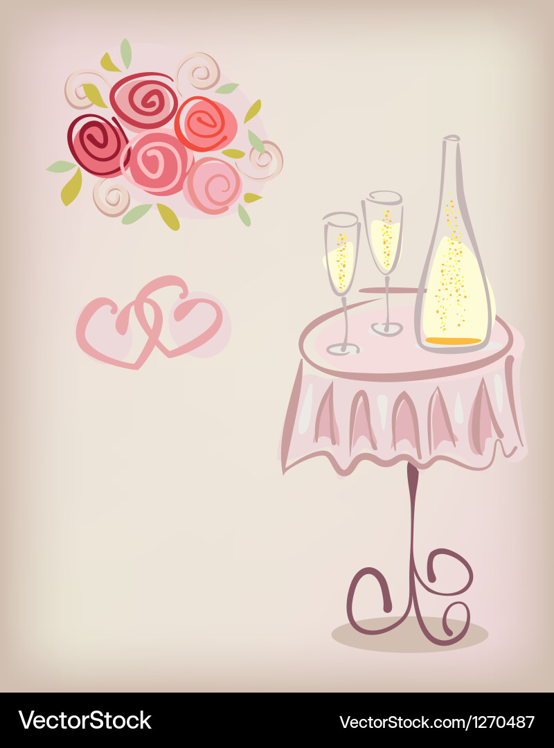Love gift card with champagne Royalty Free Vector Image