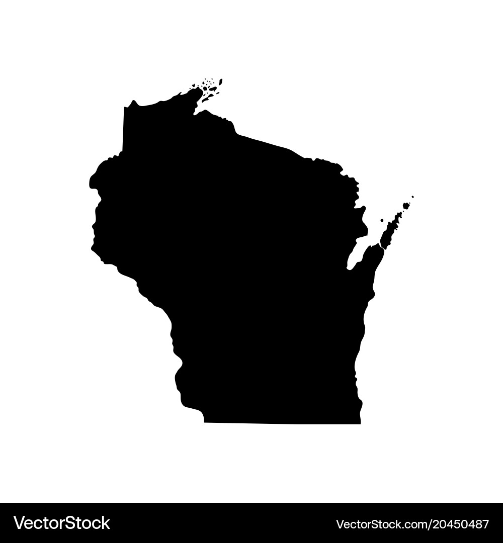 Map of the us state wisconsin Royalty Free Vector Image