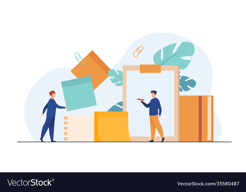 Office workers taking notes Royalty Free Vector Image