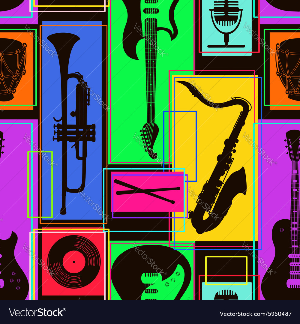 Seamless pattern musical instruments Royalty Free Vector