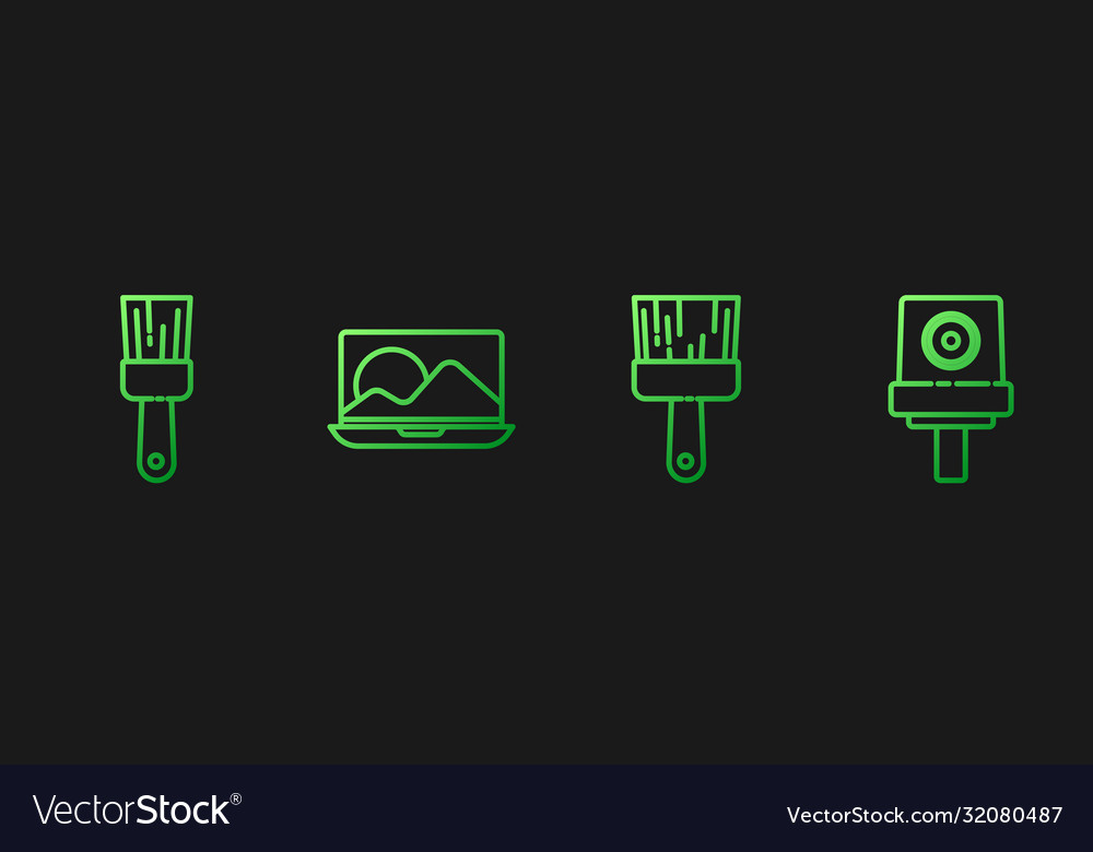Set line paint brush paint brush laptop Royalty Free Vector Set line paint brush paint brush laptop Royalty Free Vector