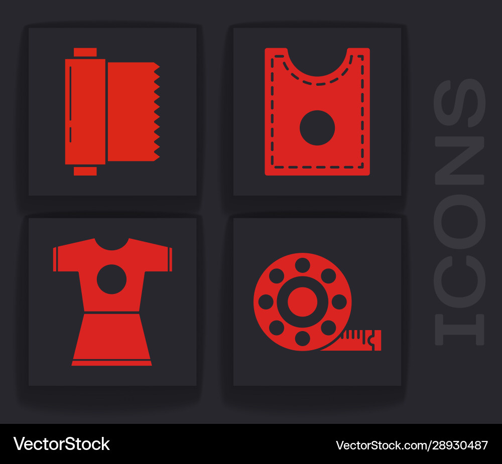 Set tape measure textile fabric roll sewing Vector Image