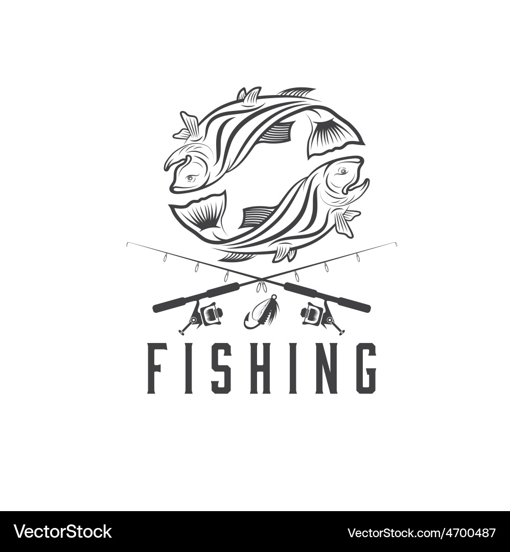 Vintage fishing design template Royalty Free Vector Image