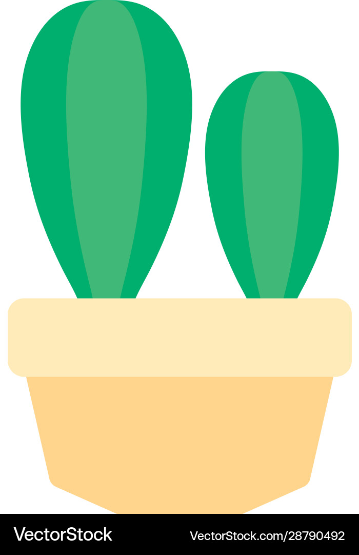 Cactus in pot plants flat icon Royalty Free Vector Image