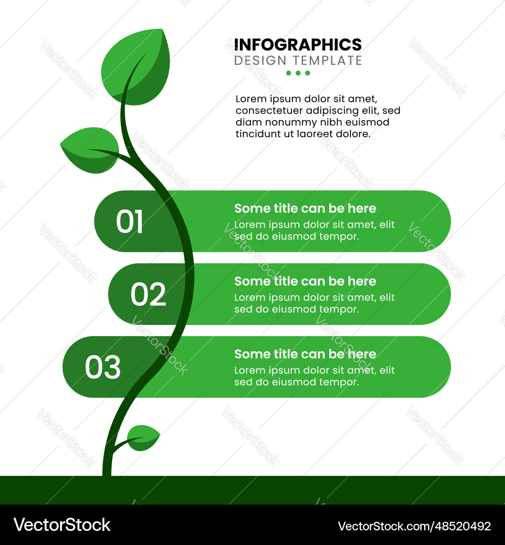 Infographic template abstract green plant with 3 Vector Image