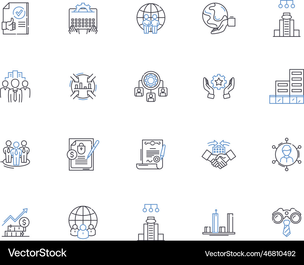 Mtization line icons collection revenue mtize Vector Image
