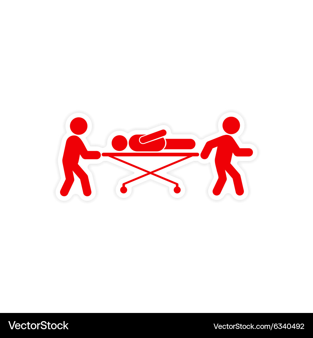 Paper sticker patient on stretcher white Vector Image